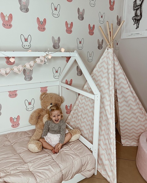 Sweet Rabbits Wallpaper, wall mural - ColorayDecor.com